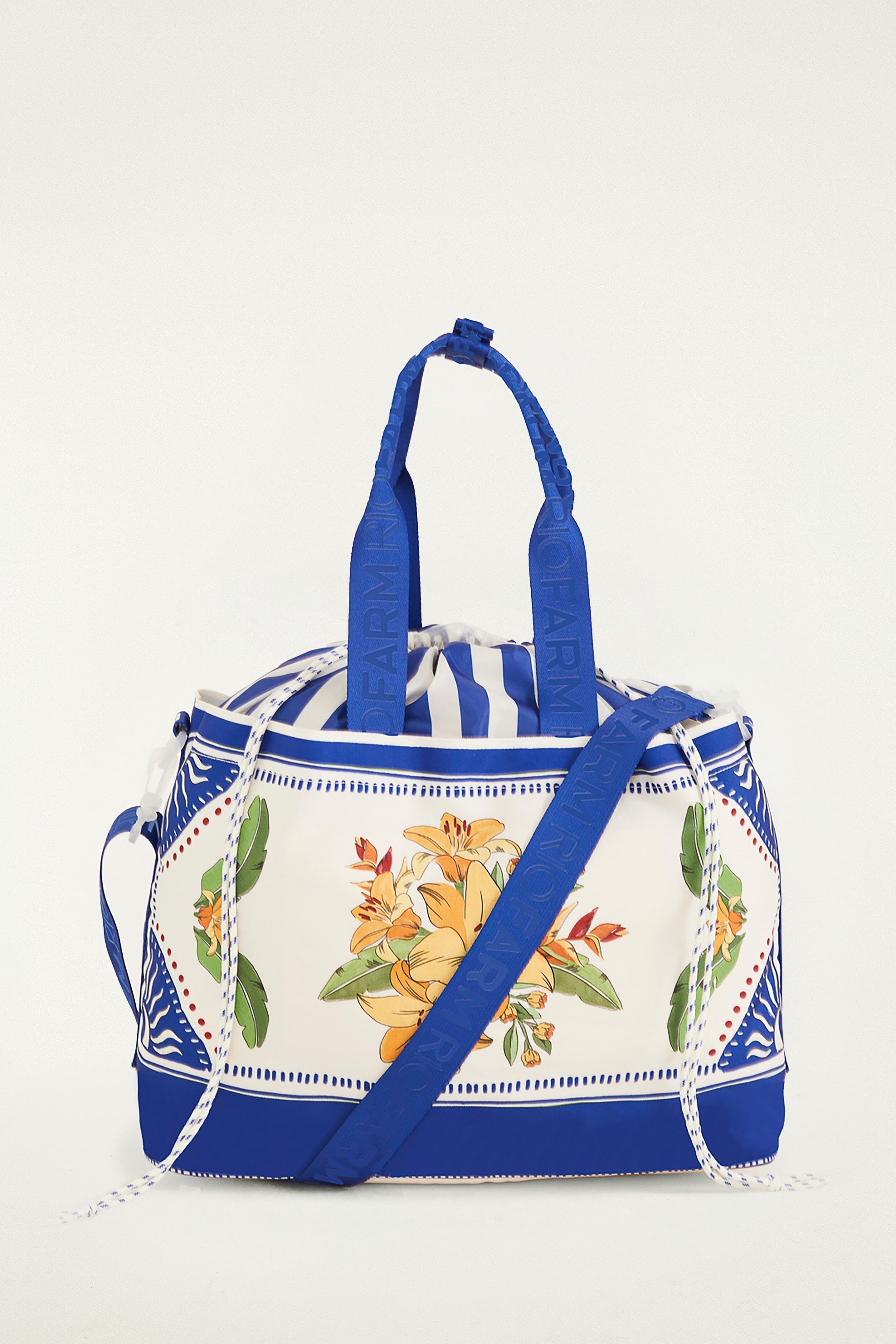 Blue Carioca Tropical Destiny Drawstring Tote Bag | FARM Rio