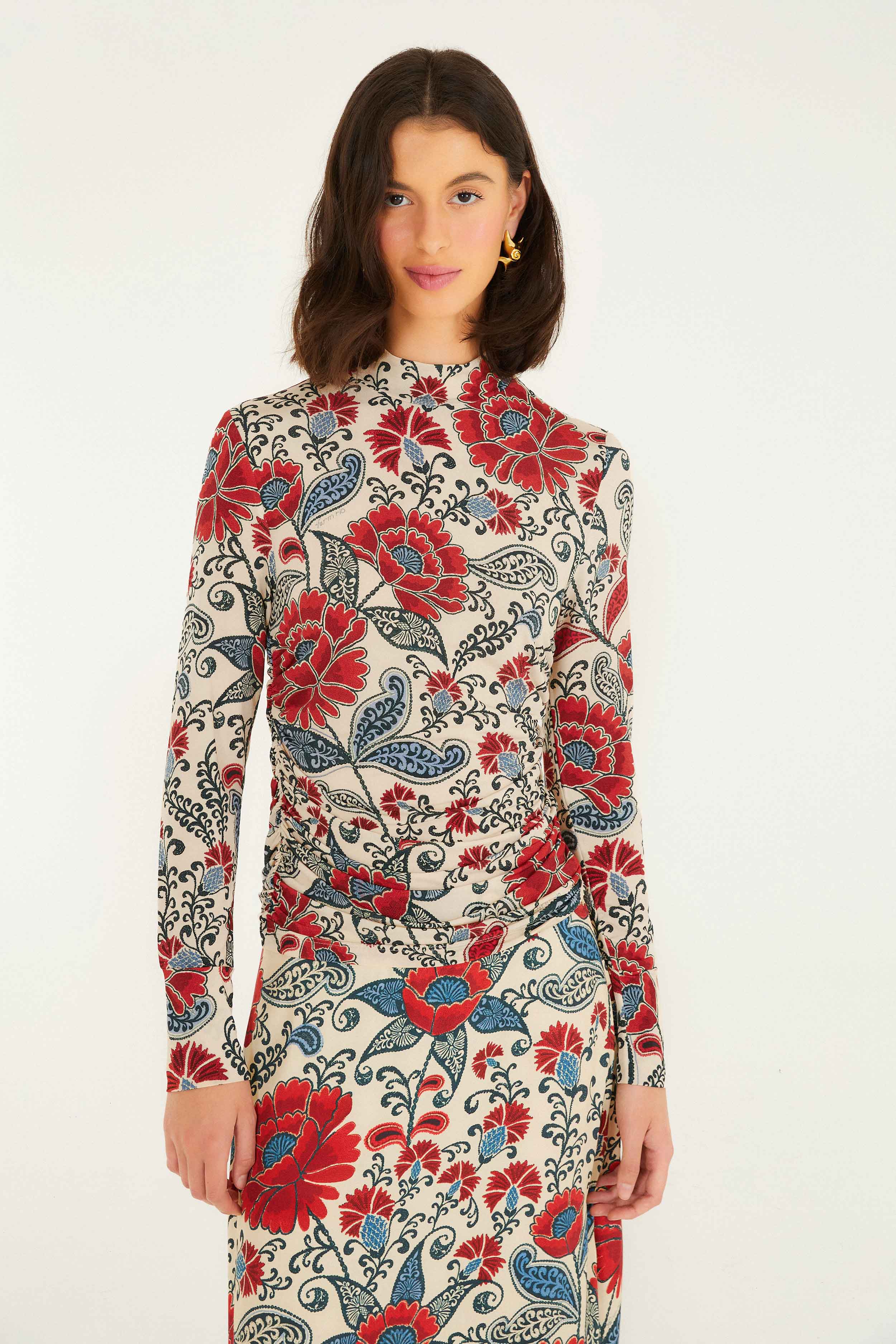 Sand Francesca Jersey Blouse | FARM Rio