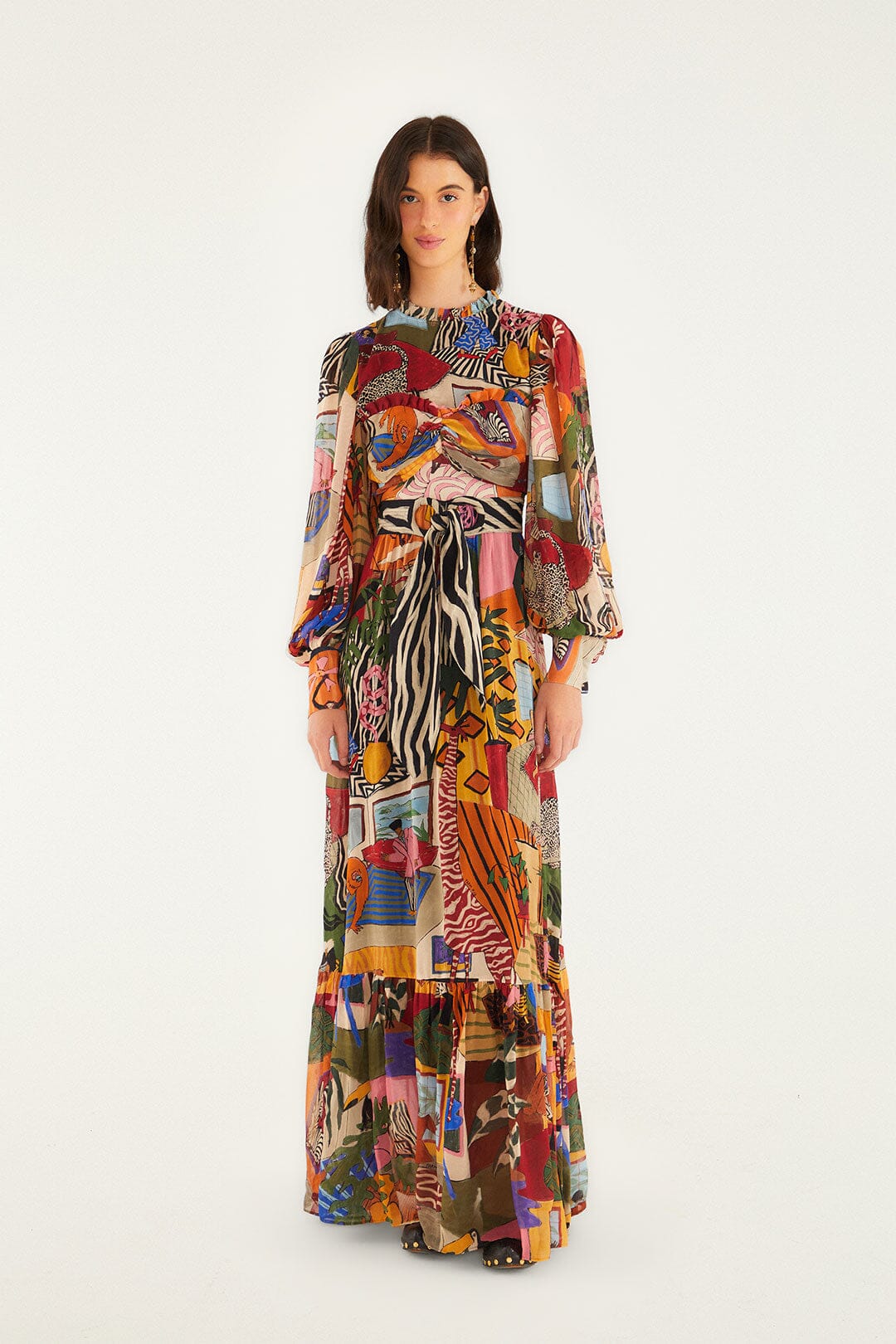 Tropical Multicolor Long Sleeve Maxi Dress | FARM Rio